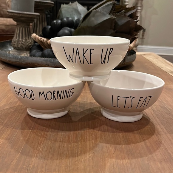 Rae Dunn | Dining | 3 Rae Dunn Bowls Good Morning Wake Up Lets Eat ...